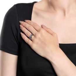 Leonardo Damen Fingerring "Ring Atura", 19, Edelstahl, 7mm, schwarz-wei&szlig;, Edelstahl, Fingerringe, mit Zirkonia (synth.)