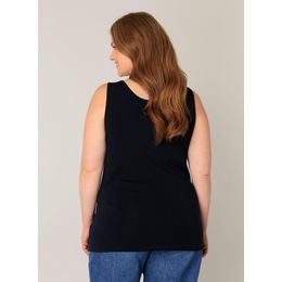 Damen Tanktop, blau, Gr. 54, Base Level Curvy, unifarben, Jersey, Obermaterial: 94% Baumwolle, 6% Elasthan, Tops, in gro&szlig;en Gr&ouml;&szlig;en