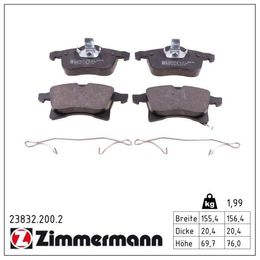 Zimmermann Bremsbelagsatz, Scheibenbremse 23832.200.2 vorne rechts links mit Feder f&uuml;r GENERAL MOTORS OPEL 93176115 93186713 93181189