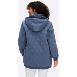 sheego Damen Blousonrauchblau, Gr. 50, unifarben, 89% Polyester, 11% Polyamid, B&uuml;ndchen:95% Polyester, 5% Elasthan, Kapuzenfutter:100% Polyester,