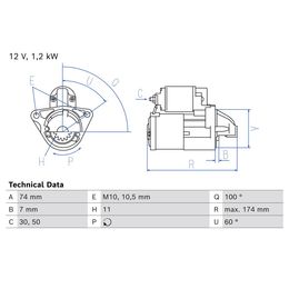 Bosch Starter 0 986 029 260 12V f&uuml;r MAZDA PE09-18-400 P55W-18-400