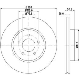 Hella Bremsscheibe PRO 8DD 355 117-801 vorne rechts links innenbel&uuml;ftet 320mm f&uuml;r DODGE CHRYSLER 4779196AG 4779196AF 4779196AE