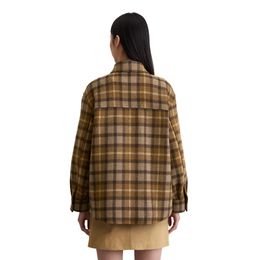 Marc O'Polo MARC O'POLO Damen Outdoorjacke "aus italienischem Wolle-Mix", braun, Gr. 44, kariert, Obermaterial: 75% Wolle, 25% Polyamid, Jacken