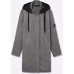sheego Damen Strickfleecejacke, grau, Gr. 54, meliert, 100% Polyester, Kapuze:100% Polyester, Wattierung:100% Polyester, Jacken
