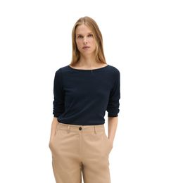 Marc O'Polo Langarmshirt MARC O'POLO "aus Organic Cotton", Damen, Gr. XXS, blau (maniac midnight), Obermaterial: 100% Baumwolle, unifarben, regular fit, U-Boot-Ausschnitt, normaler Saum, Shirts Langarmshirt