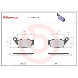 Brembo Bremsbelagsatz, Scheibenbremse 07BB02SP hinten rechts links Rot f&uuml;r YAMAHA MOTORCYCLES BMW TRIUMPH DUCATI KTM APRILIA HONDA HUSQVARNA MOTORCYCL