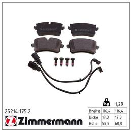 Zimmermann Bremsbelagsatz, Scheibenbremse 25214.175.2 hinten rechts links Foto entspricht Lieferumfang f&uuml;r VW (SVW) AUDI (FAW) PORSCHE VAG 95B698451H