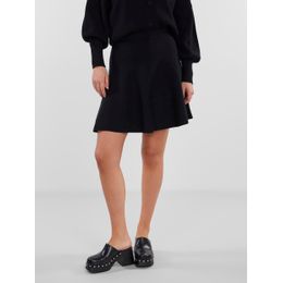 Y.A.S Damen Minirock "YASFONNY HW KNIT SKIRT S. NOOS", schwarz, Gr. M, unifarben, Strick, Obermaterial: 72% Viskose, 28% Polyester, R&ouml;cke