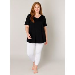 Damen Caprileggings "Audrey", wei&szlig;, Basic, Gr. 44, Base Level Curvy, unifarben, Jersey, Obermaterial: 94% Viskose, 6% Elasthan, Hosen