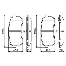 Bosch Bremsbelagsatz, Scheibenbremse 0 986 494 828 hinten rechts links f&uuml;r HYUNDAI KIA 58302C5A00 58302C5A70
