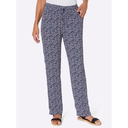 Classic Basics Damen Schlupfhose, blau, Gr. 38, gebl&uuml;mt, gemustert, unifarben, 100% Polyester, Hosen