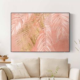 Akustik-Wechselbild Palmenbl&auml;tter Rosa und Gold I