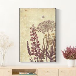 Akustik-Wechselbild Vintage Leinenoptik Blumen