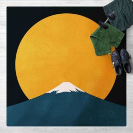 Bilderwelten Kork-Teppich modern gelb Natur Korkmatte - Sonne, Mond und Berge - Berg Wohnzimmer Schlafzimmer