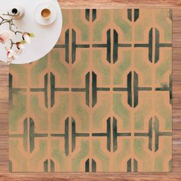 Bilderwelten Kork-Teppich Illustration blau Aquarell - Stationen im Ozean - Geometrisch Wohnzimmer Schlafzimmer