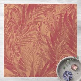 Bilderwelten Kork-Teppich Tropisch rosa Korkmatte - Tropisches Unterholz Rosa - Pflanzen Wohnzimmer Schlafzimmer