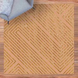 Bilderwelten Kork-Teppich Unifarben gold Korkmatte - Symmetrische Geometrie Gold - Streifen Wohnzimmer Schlafzimmer
