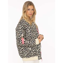 Zwillingsherz Damen Bomberjacke ""Wild Heart"", beige, Gr. M, gemustert, mehrfarbig, Web, Obermaterial: 100% Polyester, Jacken,