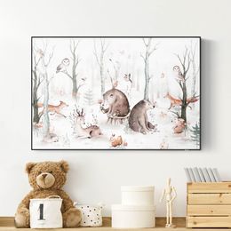 Akustik-Wechselbild Aquarell Waldtierfreunde