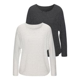 Vivance Damen Langarmshirt "aus sommerlicher Strickqualit&auml;t", schwarz, Gr. 40, gemustert, Feinstrick, Obermaterial: 68% Viskose (LENZING ECOVERO ),