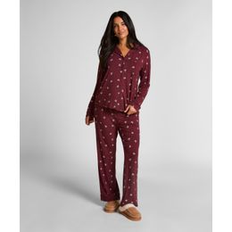 Hunkem&ouml;ller Pyjama HUNKEM&Ouml;LLER "Essential Jersey Pants", Damen, Gr. M, rot, 92% Viskose, 8% Elasthan, Homewear-Sets Pyjama