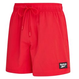 Badeshorts Reebok "Ace", Herren, Gr. L, N-Gr, vector rot, Microfaser, Obermaterial: 100% Polyester, Badehosen Badeshorts, mit kleinen Seitenschlitzen, Eingriff-Taschen seitlich