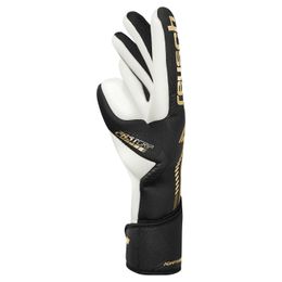 Reusch Damen Torwarthandschuhe "Fastgrip Gold", gold, Gr. 9,5, mehrfarbig, 52% Elastodien, 39% Polyester, 7% Lederimitat, 2% Polyamid, Handschuhe,