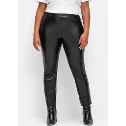 sheego Damen Leggings, schwarz, Gr. 56, unifarben, 100% Polyester, Hosen