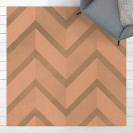 Bilderwelten Kork-Teppich Vintage beige Korkmatte - Muster aus Meeresglas - Geometrisch Wohnzimmer Schlafzimmer