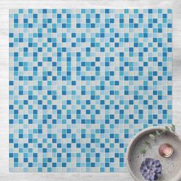 Bilderwelten Kork-Teppich Illustration blau Fliesenoptik - Mosaikfliesen Meeresrauschen - Deko Wohnzimmer Schlafzimmer