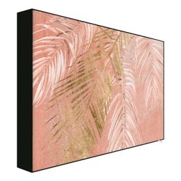 Bilderwelten Akustik-Wechselbild Palmenbl&auml;tter Rosa und Gold I