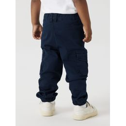 name it M&auml;dchen Cargohose "NMMBEN CARGO R TWI PANT 1771-HI NOOS", blau, Gr. 92, unifarben, Twill, Obermaterial: 98% Baumwolle, 2% Elasthan, Hosen