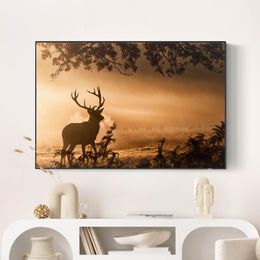 Akustik-Wechselbild Hirsch im Winterwald