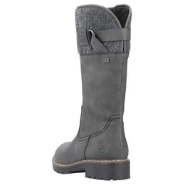 Rieker Damen Winterstiefel, Gr. 39, grau, Filz, Lederimitat, unifarben, Basic, Schuhe, Boots, Blockabsatz, mit wasserabweisender RiekerTEX-Membran