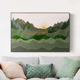 Akustik-Wechselbild Grafische Landschaft mit Sonne