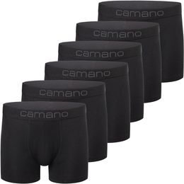 Camano Herren Boxershorts "comfort", Gr. L, schwarz, Obermaterial: 95% Baumwolle, 5% Elasthan, unifarben, Unterhosen, mit Stretch-Logobund