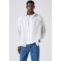Levi's Langarmhemd LEVI'S "SUNSET 1 POCKET STANDARD", Herren, Gr. M, N-Gr, navya stripe, Web, Obermaterial: 43% Leinen, 34% Viskose, 23% Baumwolle, gestreift, normal h&uuml;ftbedeckend, Hemden, Leinen- Struktur