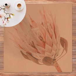Bilderwelten Kork-Teppich Motiv rosa Blumen Korkmatte - Protea K&ouml;nigin der Bl&uuml;ten - Deko Wohnzimmer Schlafzimmer