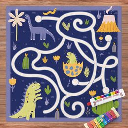 Bilderwelten Kork-Teppich Illustration violett Korkmatte - Dinosaurier - Dinomama sucht ihr Baby - Dinosaurier Kinderzimmer Baby M&auml;dchen Jungen