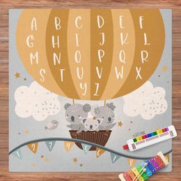 Bilderwelten Kork-Teppich Illustration pastell Fahrzeuge Korkmatte - ABC - Lernen wie im Flug - Ballon Kinderzimmer Baby M&auml;dchen Jungen