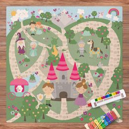 Bilderwelten Kork-Teppich Illustration bunt Korkmatte - M&auml;rchenland - Der Weg zum Schloss - Prinzessin Kinderzimmer Baby M&auml;dchen Jungen