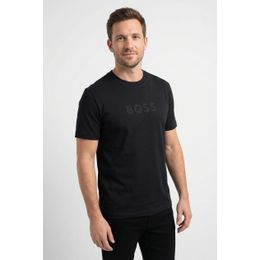 T-Shirt BOSS Green, Herren, Gr. S, dunkelblau402, Single Jersey, Obermaterial: 100% Baumwolle, unifarben, regular fit normal, Rundhals, Shirts T-Shirt, Rundhalsausschnitt, Regular Fit, Boss-Logodruck