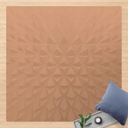 Bilderwelten Kork-Teppich Abstrakt weiss 3D-Effekt - Geometrisches Muster 3D Effekt - Deko Wohnzimmer Schlafzimmer