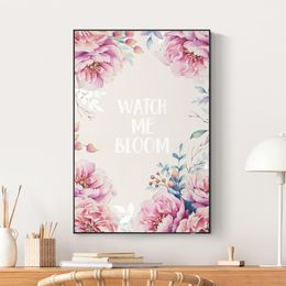 Akustik-Wechselbild Spruch watch me bloom mit Rosen