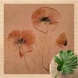 Bilderwelten Kork-Teppich Motiv beige Korkmatte - Getrocknete Mohnbl&uuml;ten mit zarten Gr&auml;sern - Mohn Wohnzimmer Schlafzimmer