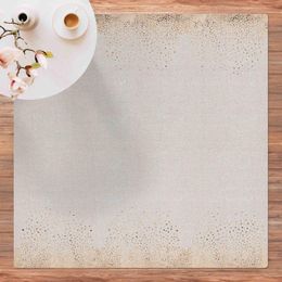 Bilderwelten Kork-Teppich Abstrakt blau Korkmatte - Goldener Punktregen auf Hellbeige - Punkte Wohnzimmer Schlafzimmer