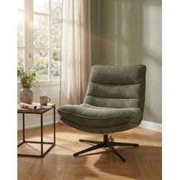 Sessel OTTO HOME "AVAA, Loungesessel im softem Cord-Bezug", gr&uuml;n, B:75cm H:87cm T:86cm, Sessel, Sessel, 360 Grad drehbar, Relax- und TV-Sessel
