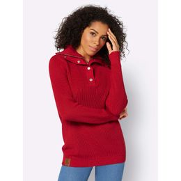 Casual Looks Damen Troyer "Troyer-Pullover", rot, Gr. 54, unifarben, 50% Baumwolle, 50% Polyacryl, Pullover