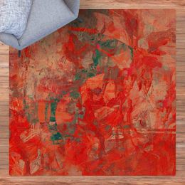 Bilderwelten Kork-Teppich Abstrakt rot originell Korkmatte - Roter Feuertanz - Deko Wohnzimmer Schlafzimmer