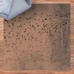 Bilderwelten Kork-Teppich modern blau Natur Aquarell - Schwarmverhalten - Sonnenuntergang Wohnzimmer Schlafzimmer